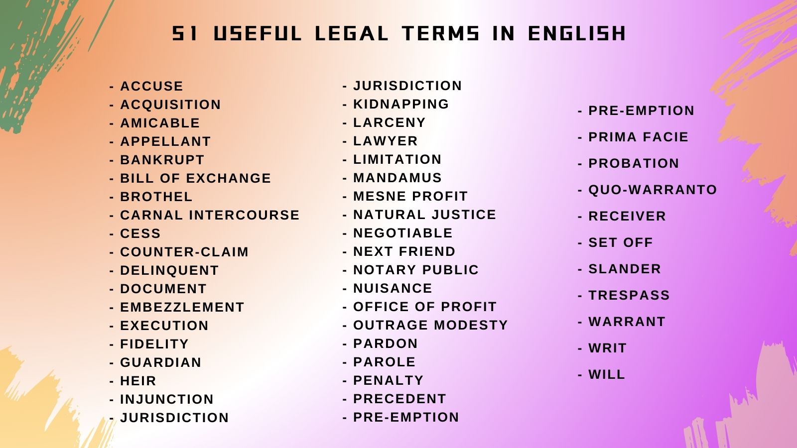 51 Useful legal terms in English